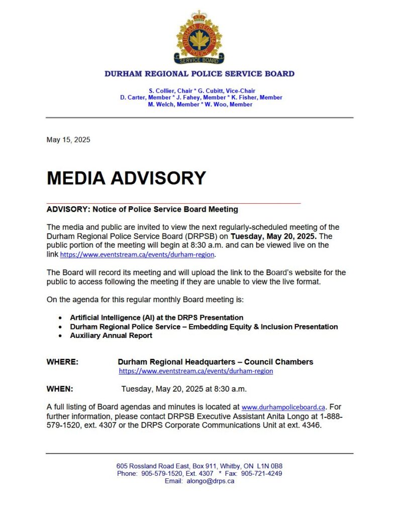 Media Releases | Durham Regional Police Service Board